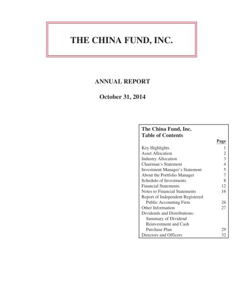 The China Fund Inc. (CHN) 2014年年度报告「NYSE」.pdf_三个皮匠报告