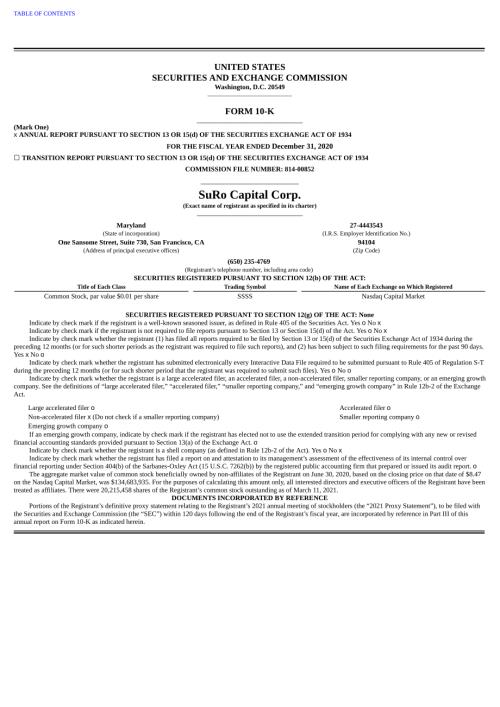 SuRo Capital Corp. (SSSS) 2020年年度报告「NASDAQ」.pdf_三个皮匠报告