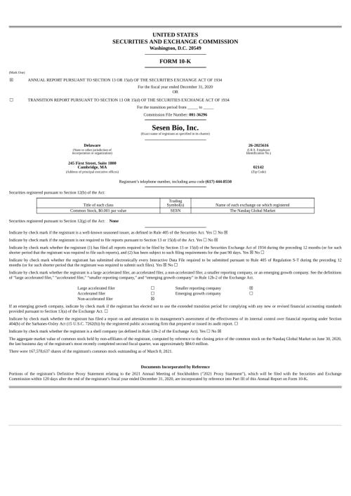 Sesen Bio, Inc. (SESN) 2020年年度报告「NASDAQ」.pdf_三个皮匠报告