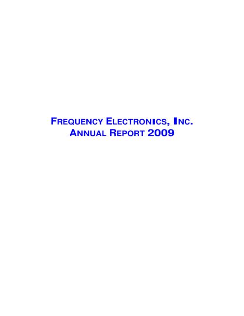Frequency Electronics Inc. (FEIM) 2009年年度报告「NASDAQ」.pdf_三个皮匠报告